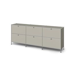 Tchibo - Sideboard Metall &raquo;Cn3&laquo; mit 6 Klappenf&auml;chern - 227x40x89,5cm - hellgrau -