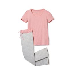 Tchibo - Kurzarm-Pyjama - Damen - Gr. M - grau/gestreift