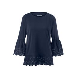 Tchibo - Halbarmshirt mit Volant und Lochstickerei - Damen - Gr. M - dunkelblau