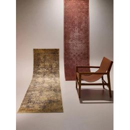 benuta Finest Viskoseteppich Medea Gelb 80x300 cm - Vintage-Stil Teppich im Used-Look