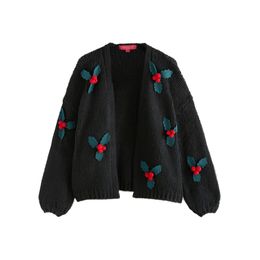 next Strickjacke Damen Gr&ouml;&szlig;e S/M petrol / knallrot / schwarz