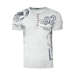 Rusty Neal T-Shirt mit Knopfleiste Herren Gr&ouml;&szlig;e S grau