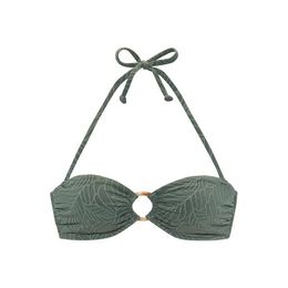 Lascana Bandeau-Bikini-Top 'Fay' gr&uuml;n Gr. 42 Cup A/B. Mit Zierring. Mit Seitlichen St&auml;bchen Und Ohne B&uuml;gel. Nachhaltig.