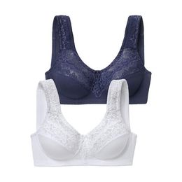 PETITE FLEUR BY LASCANA Entlastungs-BH blau+wei&szlig; Gr. 80D. Ohne B&uuml;gel. Nachhaltig.