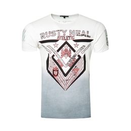 Rusty Neal T-Shirt aus formbest&auml;ndiger Baumwolle Herren Gr&ouml;&szlig;e L grau / rot / schwarz / wei&szlig;