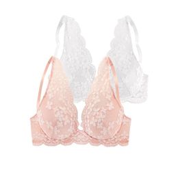 PETITE FLEUR BY LASCANA Push-up-BH orange Gr. 80D. Mit Schleife. Mit Herausnehmbaren Kissen und mit B&uuml;gel