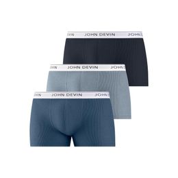 John Devin Herren Boxer &raquo;Boxershorts&laquo; Packung, 3 Stk. k&ouml;rpernahe Passform, wei&szlig;es Logob&uuml;ndchen,Baumwollmischung bunt L (6), 3 Stk.