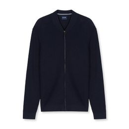 OLYMP Herren OLYMP Cardigan &raquo;Casual&laquo; Baumwollmix, Rippkragen, Regular Fit blau M