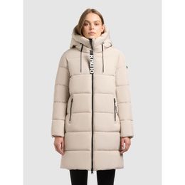 Khujo Damen Khujo Steppmantel &raquo;MISTHA&laquo; elastische B&uuml;ndchen am &Auml;rmelfutter beige XL (42)