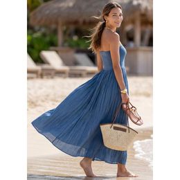 Lascana Damen Lascana 2-in-1-Kleid &raquo;als Rock oder Bandeaukleid tragbar&laquo; Ohne Taschen Sommerkleid, Midikleid, Maxirock, Sommerrock blau 42, N-Gr