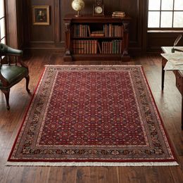Theko Orientteppich &raquo;Benares Herati, handgekn&uuml;pft&laquo; rechteckig 12 mm H&ouml;he reine Wolle, mit Fransen, Wohnzimmer rot Schurwolle B : 40cm 1 Stk., 12mm, L:
