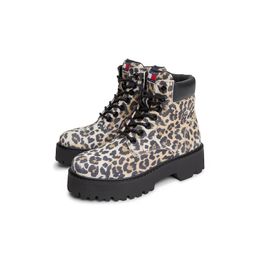 Tommy Jeans Damen Schn&uuml;rboots &raquo;TJW PLATFORM CHEETAH BOOTS&laquo; Blockabsatz, Plateau, Stiefelette im coolen Geparden-Look 38