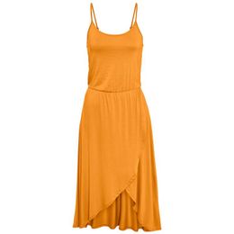Lascana Damen Lascana Midikleid &raquo;mit integrierter Shorts und seitlicher Tasche&laquo; Leichtes Jerseykleid, Tr&auml;gerkleid, Strandkleid, Stretchkleid orange 34
