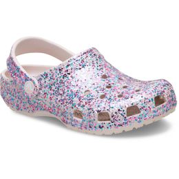 Crocs M&auml;dchen Clog &raquo;Classic Fleece Lined Clog K&laquo; Schlupfschuh, Hausschuh mit schwenkbarem Fersenriemen, Glitter-Optik bunt 30