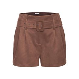 Lascana Damen Lascana Shorts &raquo;aus Velourlederimitat mit G&uuml;rtel&laquo; Kunstledershorts, Festival, Party, modisch braun 44, N-Gr