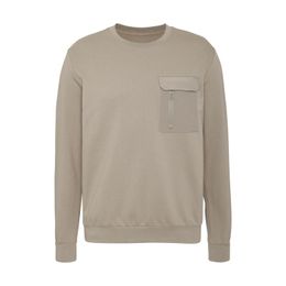John Devin Herren Sweatshirt &raquo;, Rundhals Sweater&laquo;, Brusttasche aus Kontrastmaterial mit zwei Funktionen beige XL (56/58)