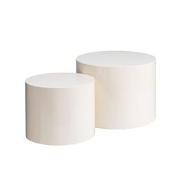 home24 Beistelltisch Elipse rund 2er-Set in Hochglanz Beige | Gr.: onesize