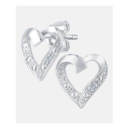 Diamant L'&eacute;ternel Ohrstecker aus 375 Wei&szlig;gold mit Diamant Herz-Design | Gr.: onesize