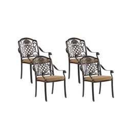 Beliani 4er-Set Gartenstuhl SALENTO in Braun/Beige | Gr.: onesize