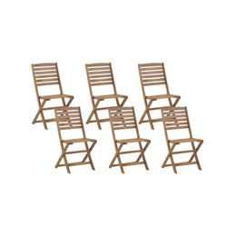 Beliani 6er-Set Gartenstuhl TOLVE in Braun | Gr.: onesize