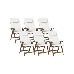 Beliani 6er-Set Gartenstuhl AMANTEA PREMIUM in Braun/Wei&szlig; | Gr.: onesize