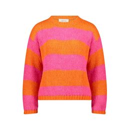 Cartoon Strickpullover mit Rundhalsausschnitt in Orange/Pink | Gr.: 44