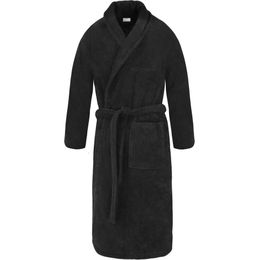 Normani Unisex Baumwoll-Bademantel 450 g/m&sup2; Flee in Schwarz | Gr.: L