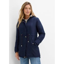bonprix Parka mit Teddy-Futter, blau, Gr.40, Trendy &Uuml;bergangsjacke mit vielen Details