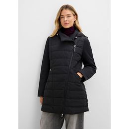 bonprix Steppjacke, schwarz, Gr.38, Figurschmeichelnde Jacke mit asymmetrischem Rei&szlig;erverschluss und &Auml;rmeln