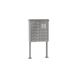 LEABOX 11er freistehende waagerechte Briefkastenanlage mit Sprechfeld in RAL 9007 (Fu&szlig;platten) - LEA20
