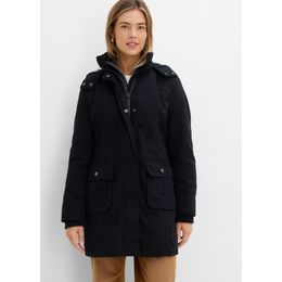 bonprix Wattierter Baumwoll-Parka, schwarz, Gr.38, Alltagstauglicher Parka mit Kapuze und Wattierung, aus 100% Baumwolle