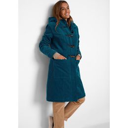 bonprix Gef&uuml;tterter Cord-Dufflecoat, petrol, Gr.44, Gef&uuml;tterter Cord-Dufflecoat mit Kapuze und Knebelkn&ouml;pfen, aus Cord