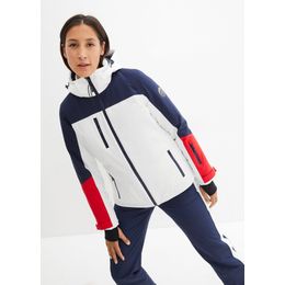 bonprix wasserdichte Ski Funktions-Jacke mit Bel&uuml;ftungsschlitzen, wei&szlig;, Gr.52, figurbetonte Winterjacke mit Bel&uuml;ftungsschlitzen unterm Arm und Fleece-Futter am R&uuml;cken sowie in der Kapuze, weit geschnitten