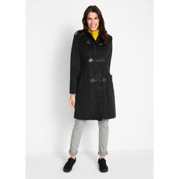 bonprix Dufflecoat in Wolloptik, schwarz, Gr.54, Sch&ouml;ner Dufflecoat mit auffallenden Knebelkn&ouml;pfen umspielt die Figur