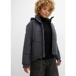 bonprix wasserabweisende Outdoor-Steppjacke Oversized, grau, Gr.42, Outdoor-Winterjacke mit Kapuze und verschlie&szlig;baren Taschen, &uuml;berschnittene Schulter, Oversize Fit
