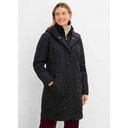 bonprix leicht wattierter Kurzmantel mit Kapuze, schwarz, Gr.52, Attraktiver Mantel mit Kapuze und praktischen Eingrifftaschen