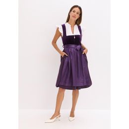 bonprix Dirndl mit Samt in Midil&auml;nge (2-tlg.Set), lila, Gr.48, Traditionelles Dirndl mit hochwertigen Samtmieder und changierender Sch&uuml;rze. Der Rock ist mit einem angenehmen Baumwollfutter ausgestattet., aus Samt