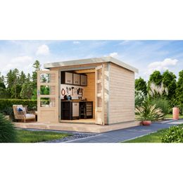 Karibu Gartenhaus 'Komet 3 A' Fichtenholz naturbelassen / wei&szlig; 238,5 x 209 x 213,5 cm