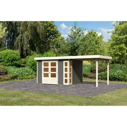 Karibu Gartenhaus-Set 'Terko 4' Fichtenholz terragrau 211 x 522 x 217 cm