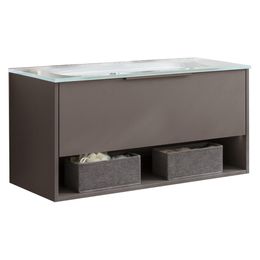 Fackelmann Waschbecken mit Unterschrank 'B.Paris' grau matt 90,5 x 49,8 x 46,5 cm