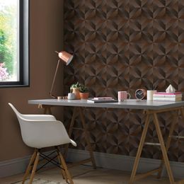 Vliestapete "3D Geometrisch", B/L: 0,52m x 10m, Rollen: 1, braun, SUPERFRESCO EASY, Wohnzimmer, Tapeten, 10mx52cm (ca. 5m2)