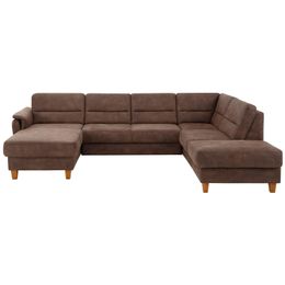 Wohnlandschaft Home Affaire, B:308cm H:89cm T:212cm, braun, 100% Polyester;Struktur (100% Polyester);Luxus-Microfaser in Lederoptik (100% Polyester),