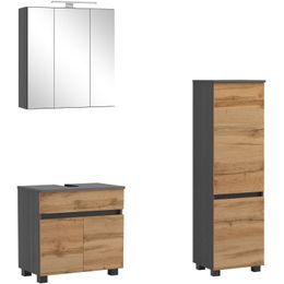 Badm&ouml;bel-Set OTTO HOME, braun, Holzwerkstoff, Kastenm&ouml;bel-Sets, "BOZEN, 3-tlg. Unterbecken-Set - Midischrank", Umfangreicher Typenplan f&uuml;r viele