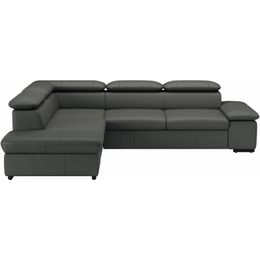 Sit & More Ecksofa SIT & MORE, B:272cm H:73cm T:226cm, grau, NaturLEDER;Spannstoff, Wohnzimmer, Sofas, "Alcudia L-Form, B: 272 cm, Arm- und Kopfteilverstellung,