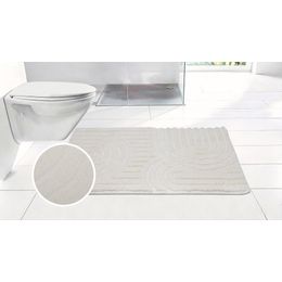 Badematte OTTO HOME, H:10mm, beige, Polyester, Badematten, "Zen, Badvorleger, Badezimmer Teppich, Duschvorleger", Uni Farben, Hoch-Tief-Effekt,