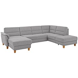 Wohnlandschaft Home Affaire, B:308cm H:89cm T:212cm, silber, 100% Polyester;Struktur (100% Polyester);Luxus-Microfaser in Lederoptik (100%
