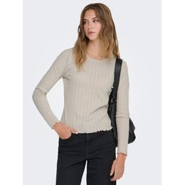 Only Damen Langarmshirt "ONLCARLOTTA L/S TOP NOOS JRS", grau, Gr. L, unifarben, Jersey, Obermaterial: 100% Baumwolle, Shirts