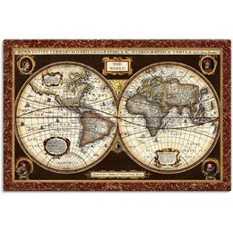 Wandbild Artland, B:120cm H:80cm, braun, Wohnzimmer, Bilder, "Weltkarte", als Alubild, Leinwandbild, Poster in verschied. Gr&ouml;&szlig;en