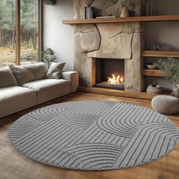 Teppich, H:7mm &Oslash;:200cm, grau, Ayyildiz Teppiche, Wohnzimmer, Teppiche, "HELIX 2201 , auch als L&auml;ufer und Rund erh&auml;ltlich", 3D-Effekt durch
