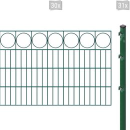 Arvotec Doppelstabmattenzaun "ESSENTIAL 80 zum Einbetonieren "Ring" mit Zierleiste", H/L: 80cm x 60m, Pfosten: 31 Stk., gr&uuml;n, Zaunelemente, Zaunh&ouml;he